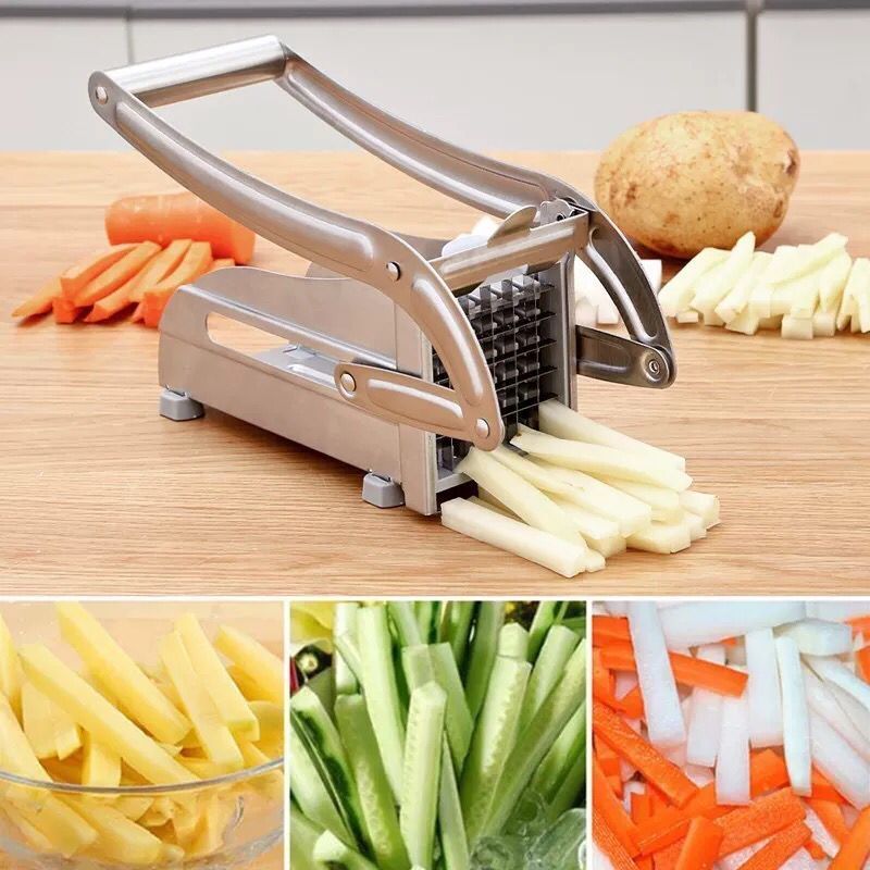 Coupe frites et chips à 2 lames en acier inoxydabl... – Grandado