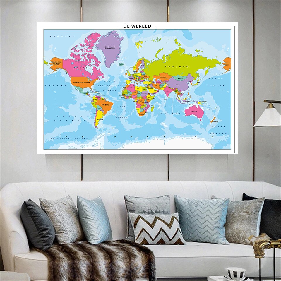150*100 cm Dutch Political Map of The World Non-wo... – Grandado