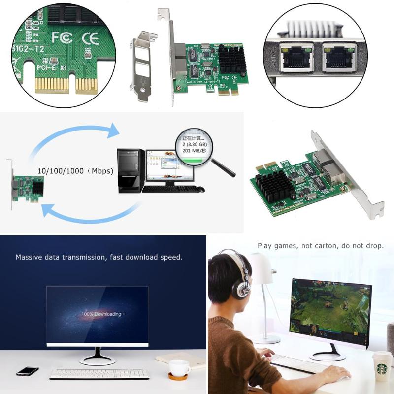 PCI Express PCI-E Network Card 2 ports 1000Mbps Gi... – Grandado