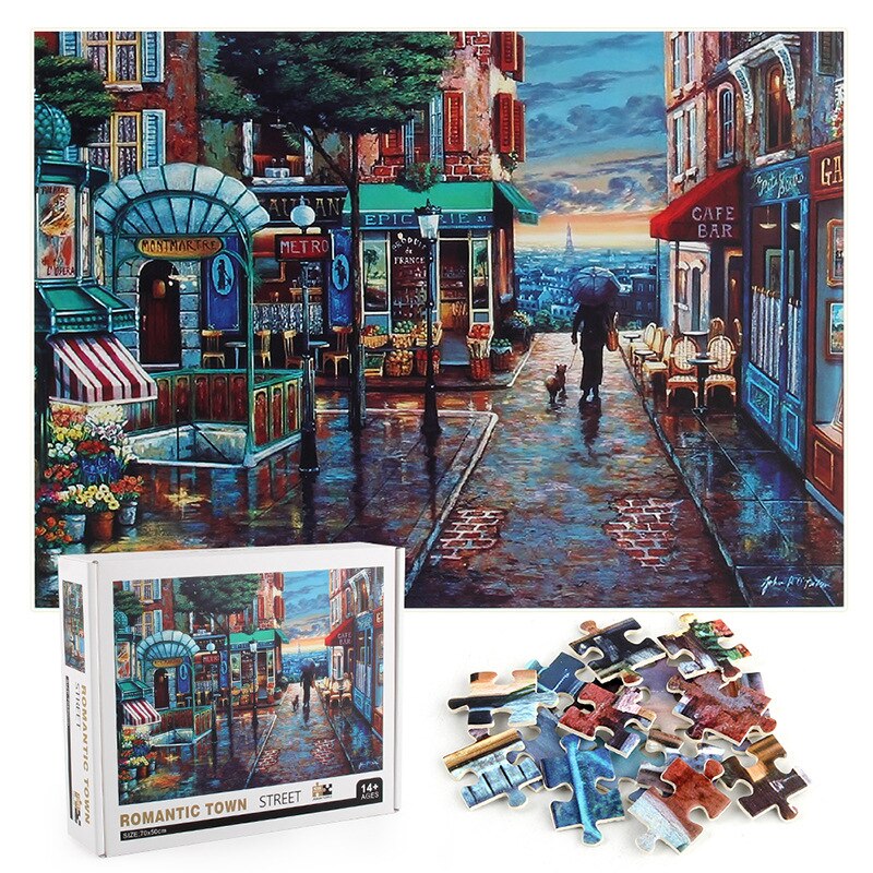 JINLETONG Puzzle 1000 Pieces Romantic Town French ... – Grandado