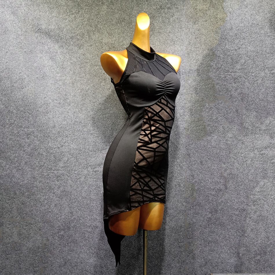 Black Sleeveless Bare Back Lace Latin Dance Dress ... – Vicedeal