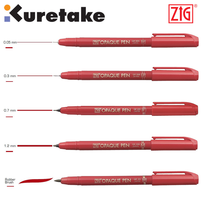 ZIG Markers Kuretake Brush Pen Film Opaque Pen Red... – Grandado