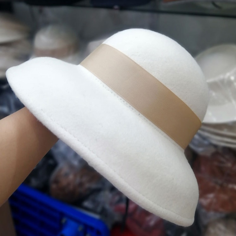 Klassieke Witte Vilten Muts Warme Cloche Wol Hoed ... – Vicedeal