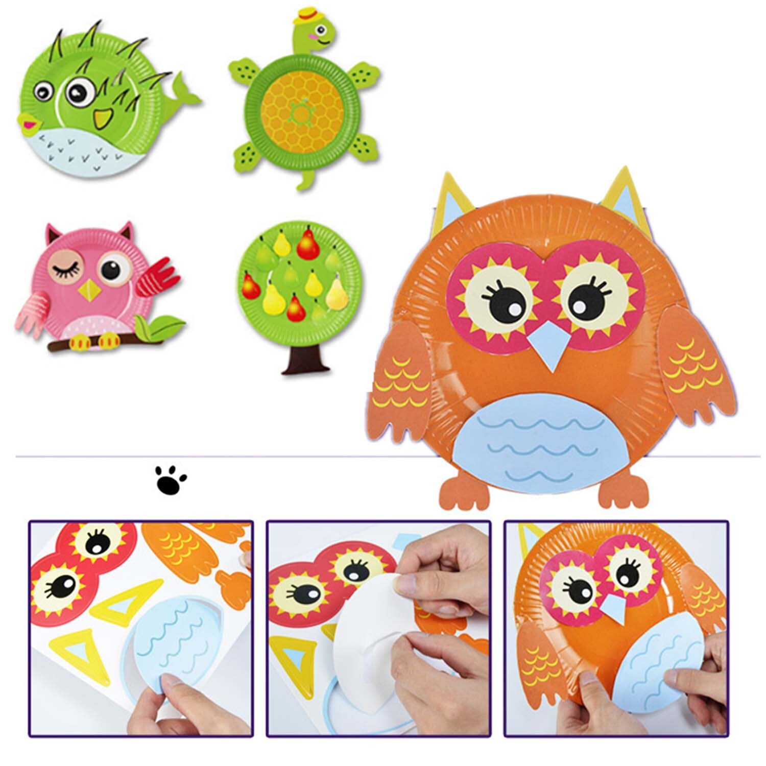 Animal Cartoon Paper Plate Drawing DIY Handmade Cr... – Grandado