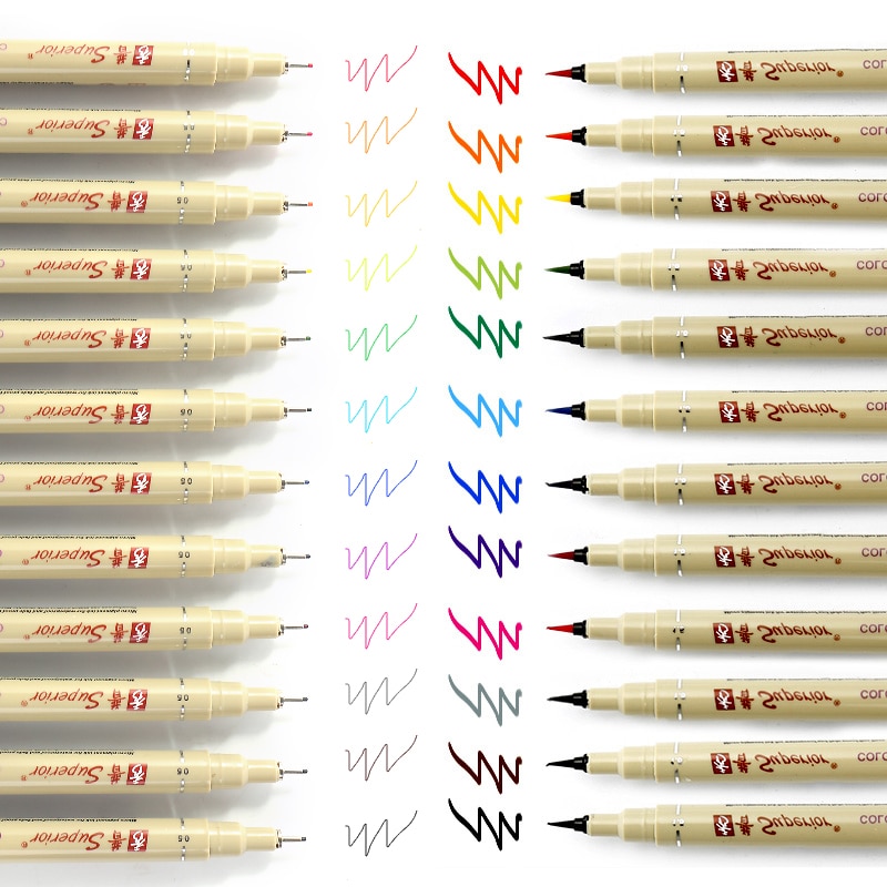 12 Colors Waterproof Sketch Micron Painting Marker... – Vicedeal