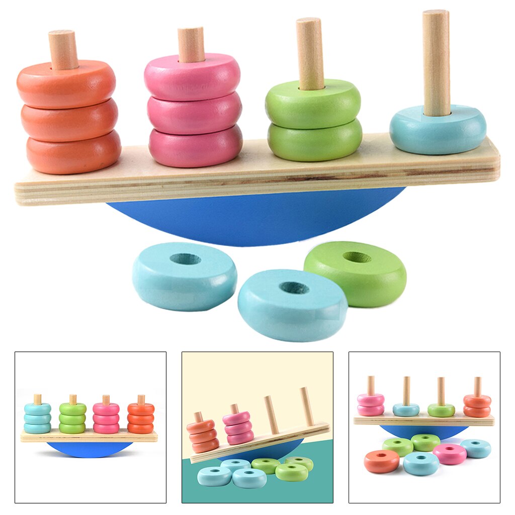 Stacking Rings Stacker with Wooden Colorful Smooth... – Vicedeal