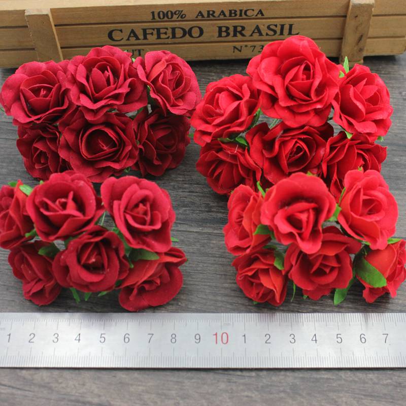 6 pcs 4cm Red Rose Flower Artificial Silk Flower B... – Vicedeal