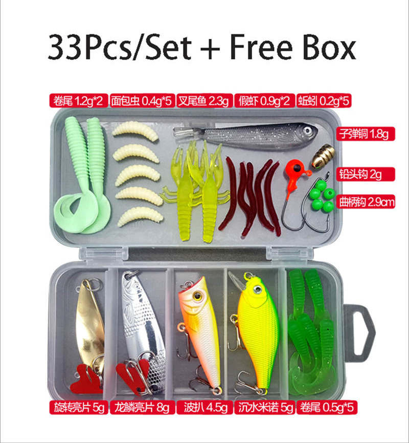 Fiskebeten set blandad elritsa piler sked krokar f... – Grandado