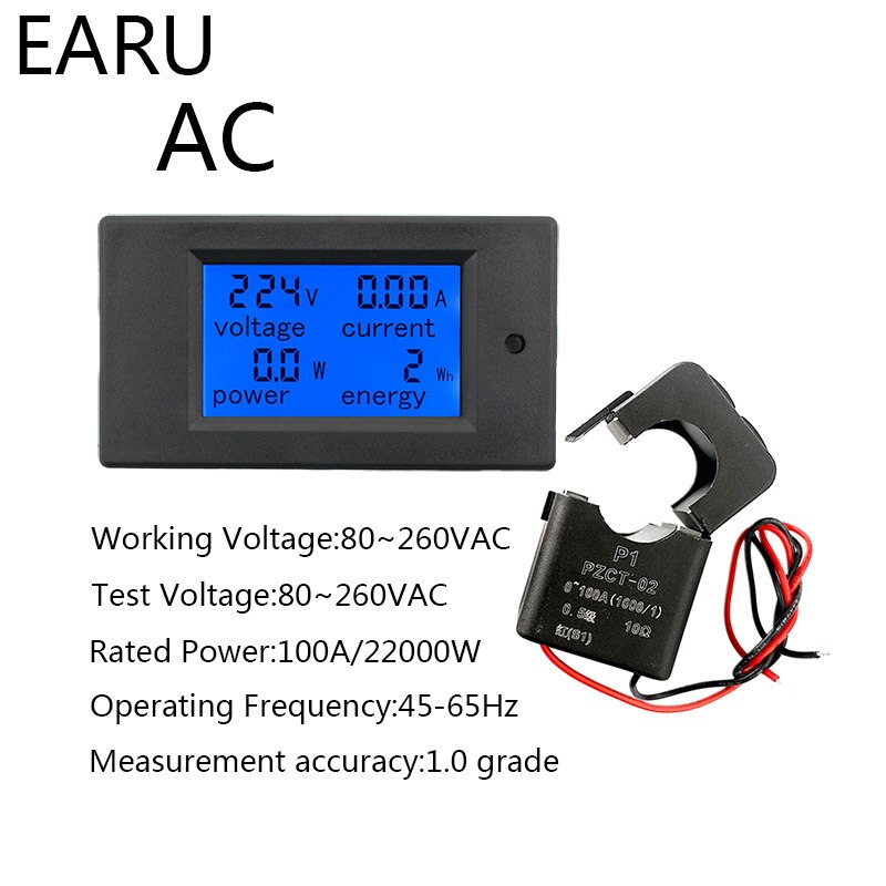 100A 20A AC 80 ~ 260V Power Meter Nauwkeurige Volt... – Vicedeal