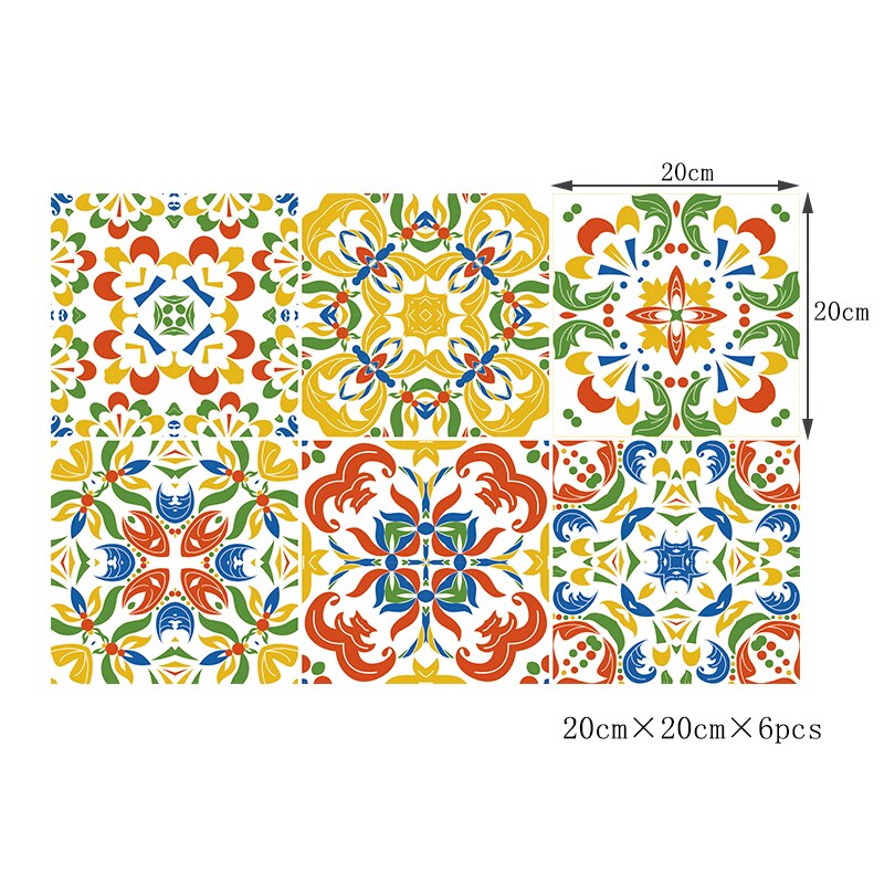 Colorful Flowers Pattern Wall Tiles Sticker Kitche... – Grandado