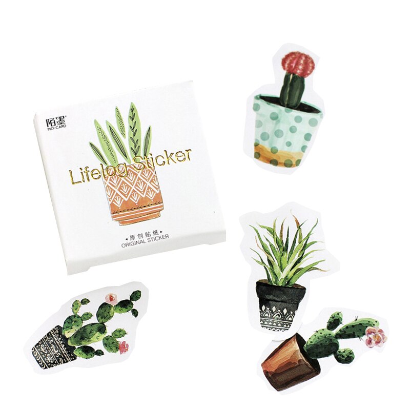 45Pcs/box Potted Plants Paper Stickers Flakes Vint... – Grandado