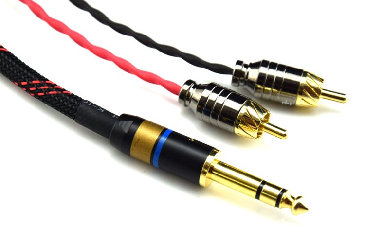 Hi-Fi Stereo 6.35mm to 2 RCA Cable Pure Copper Sin... – Grandado