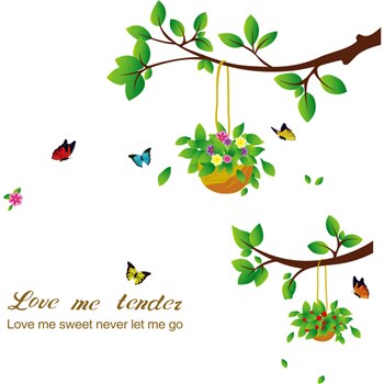 [shijuekongjian] Tree Branch Leaves Wall Stickers ... – Vicedeal