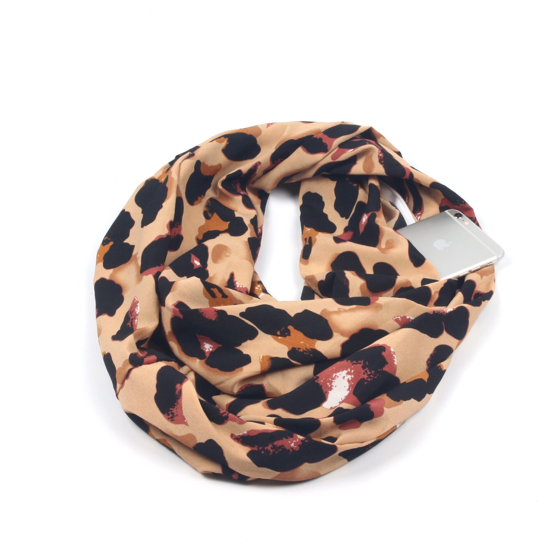 Women Scarf Winter Printed Ring Scarves Pocket Con... – Vicedeal