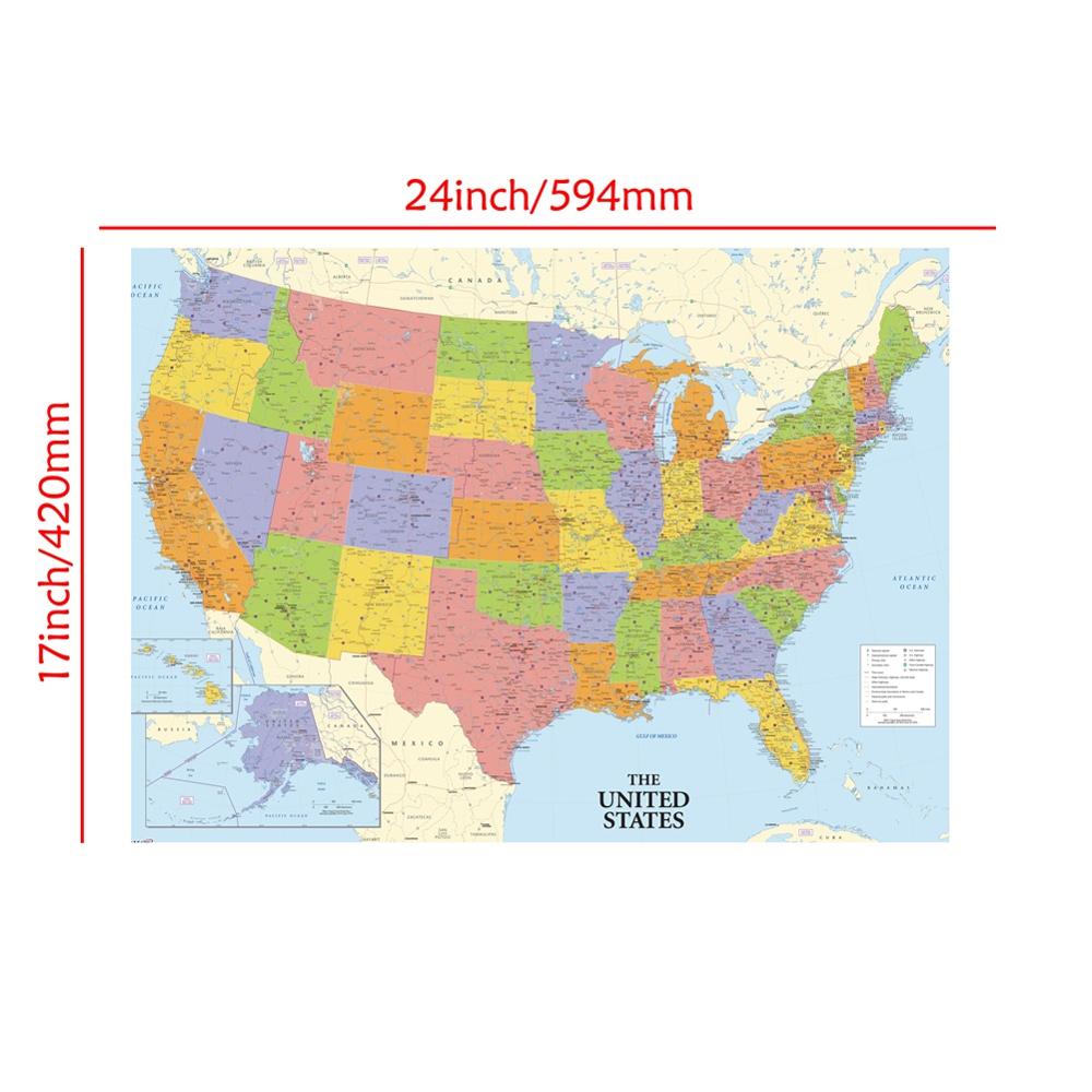 A2 Size Map Of The United States Wall Art Poster a... – Grandado