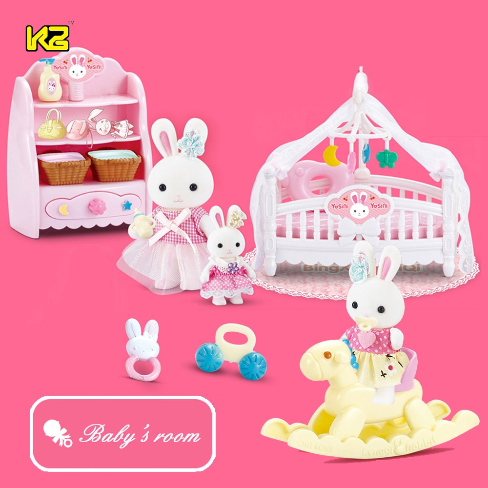 Lovely Rabbit Animals Children Play House Dolls With DIY Furnitures ...