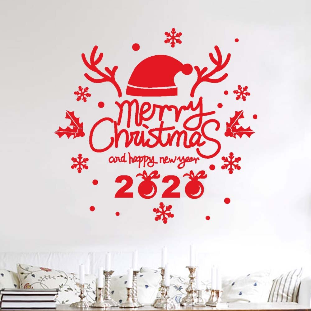Letters Christmas Hat Wall Stickers PVC Living Roo... – Grandado