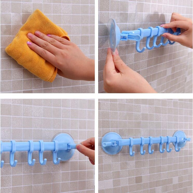 6 krokar hängande handdukshängare badrum självhäft... – Vicedeal