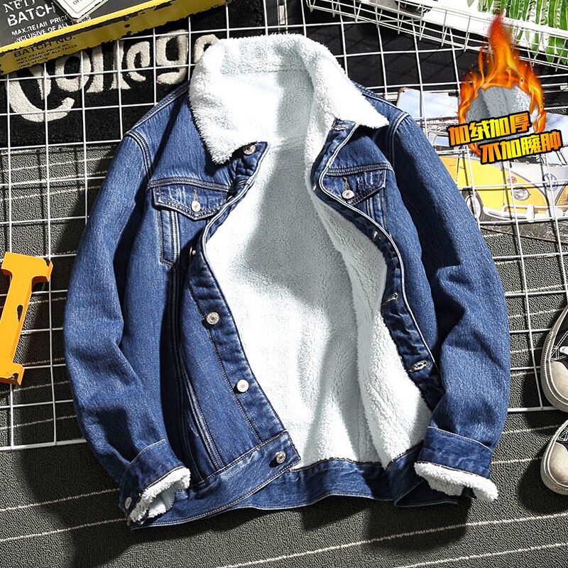 Men Winter Denim Jackets Thicker Warm Blue Jean Co... – Grandado