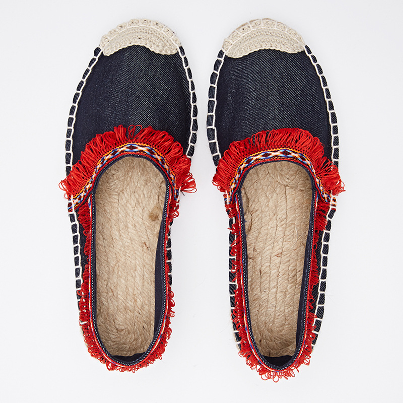 Women Flat Fringed Canvas Espadrilles Straw Hemp W... – Grandado