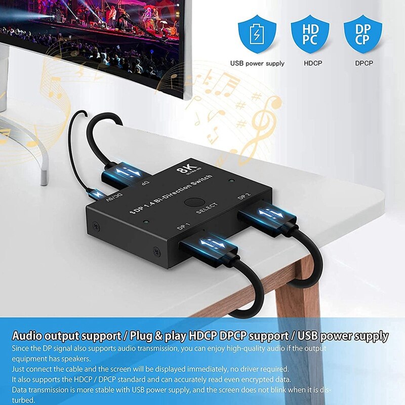 Displayport Switch 8K, Bidirectional DP 1.4 Switch... – Vicedeal