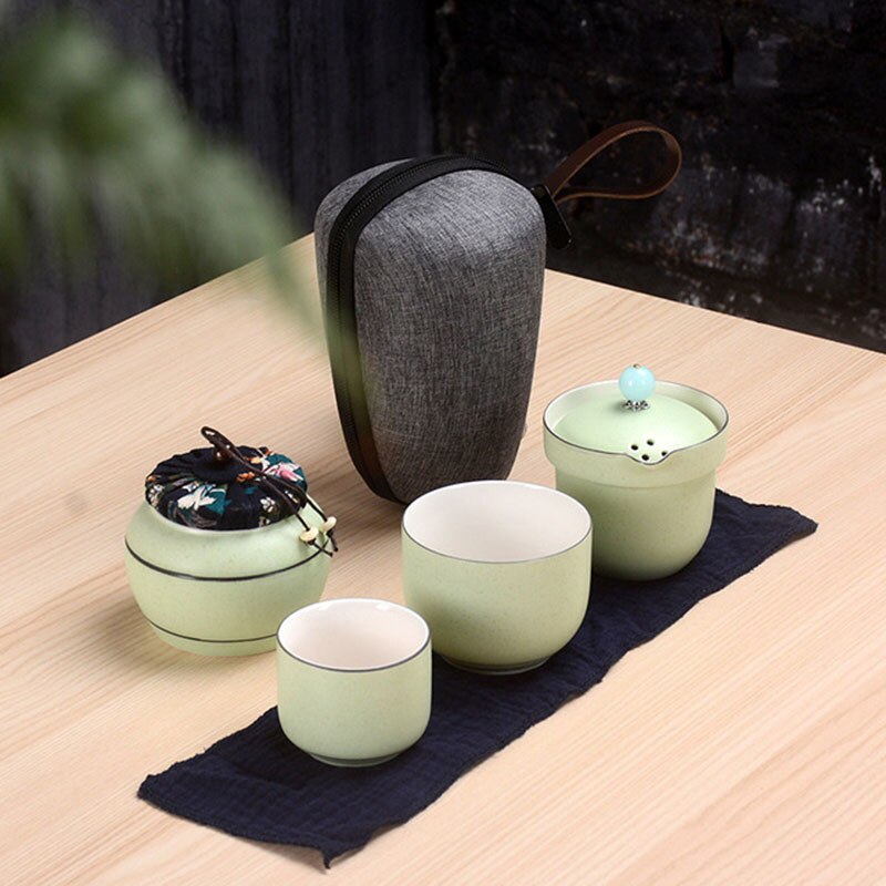 Travel Tea Set 6 Pieces Ceramic Outdoor Portable B... – Grandado