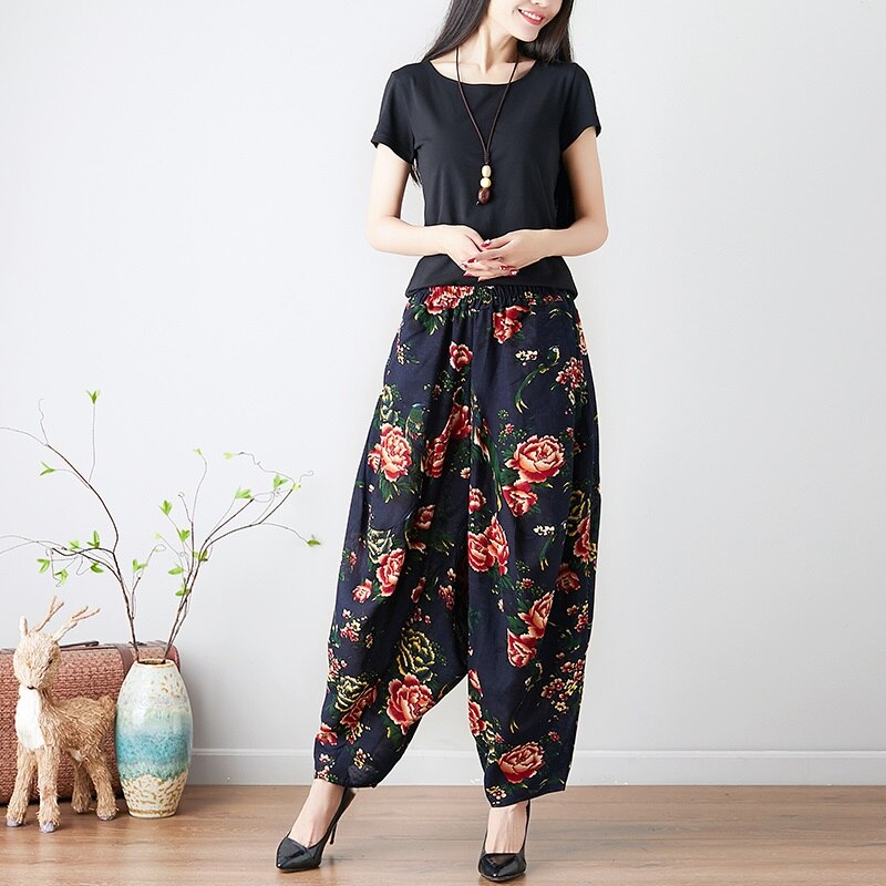 Chinese Style Ethnic Baggy Harem Pants Boho Chic P... – Grandado