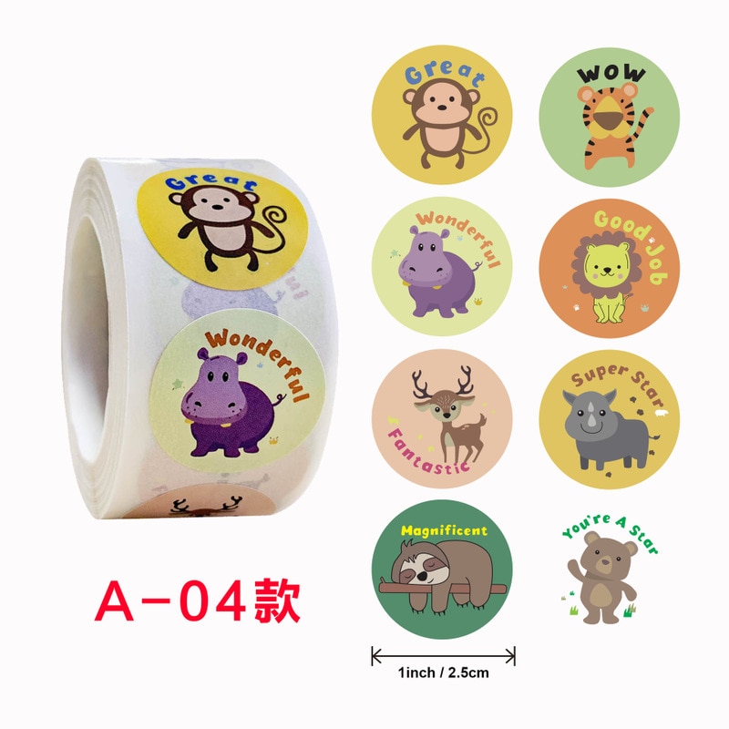 500Pcs Cartoon Animal Reward Encouragement Sticker... – Grandado