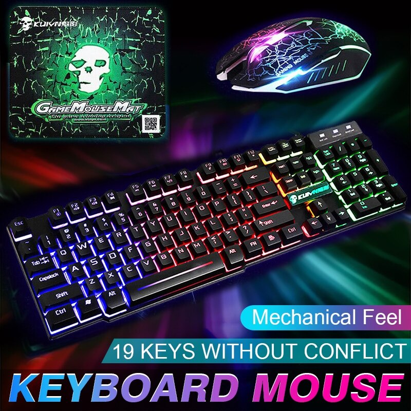 Colorful Backlight Usb Keyboard Wire Mouse Set Led Grandado