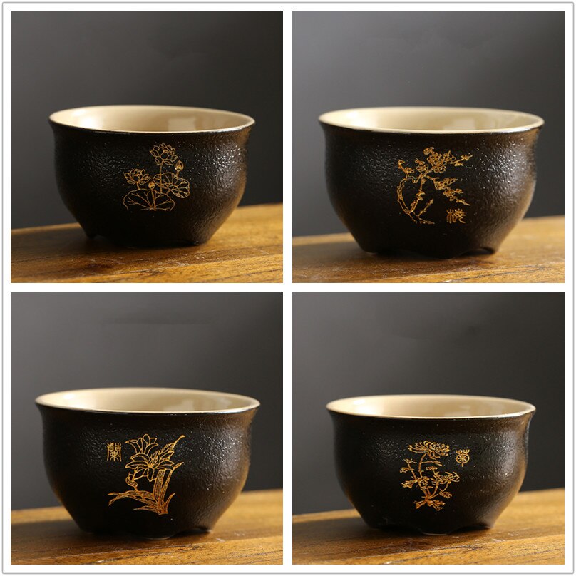 4 pcs/lot Retro Black pottery Teacup Coffee cup Ce... – Grandado