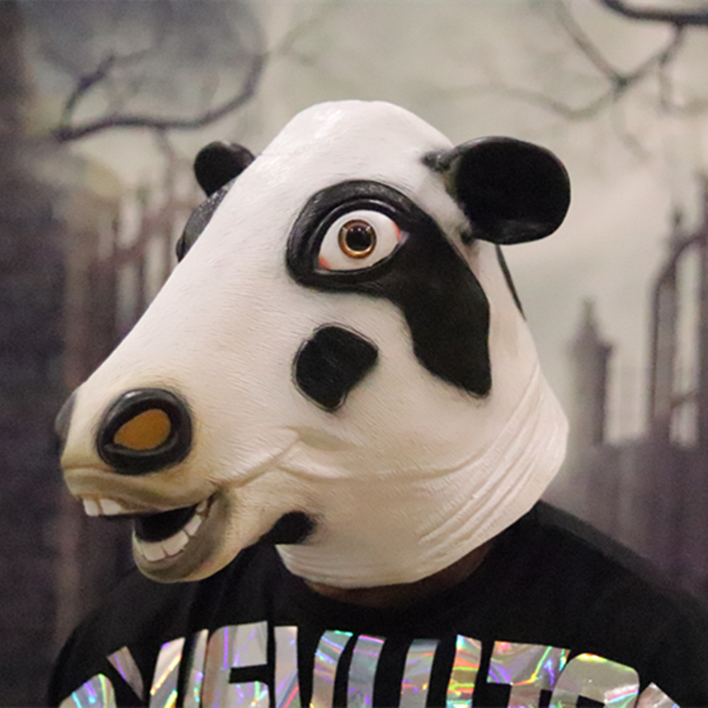 Halloween scary cow mask animal latex party fun fu... – Grandado