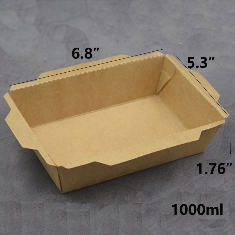 50pcs Kraft meal box without lid Waterproof Grease... – Grandado