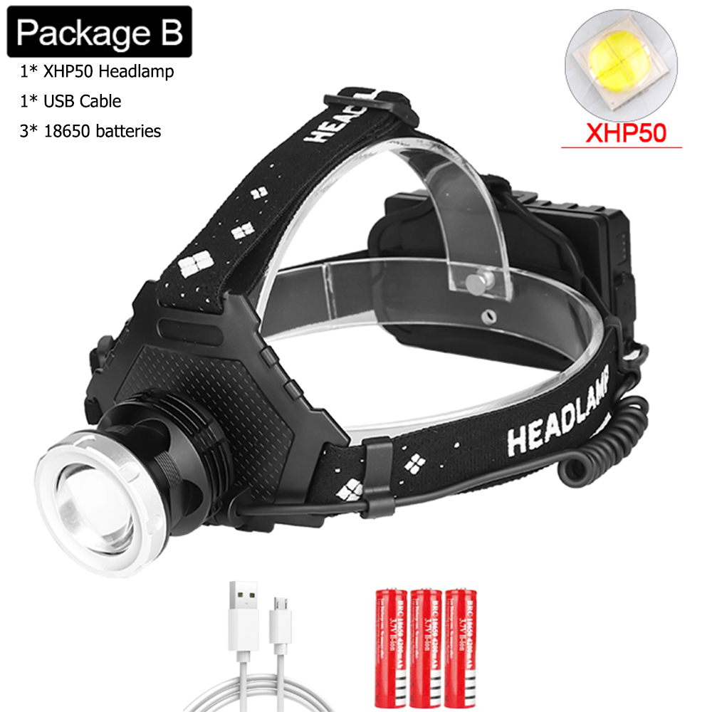 Powerful Headlamp XHP70.2 LED Headlight USB Rechar... – Grandado