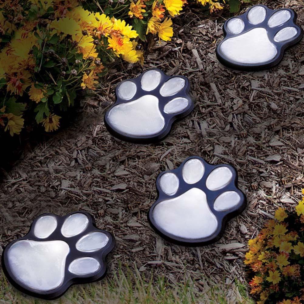 4 Solar Cat Paw Foot Print Lights Garden Outdoors ... – Grandado