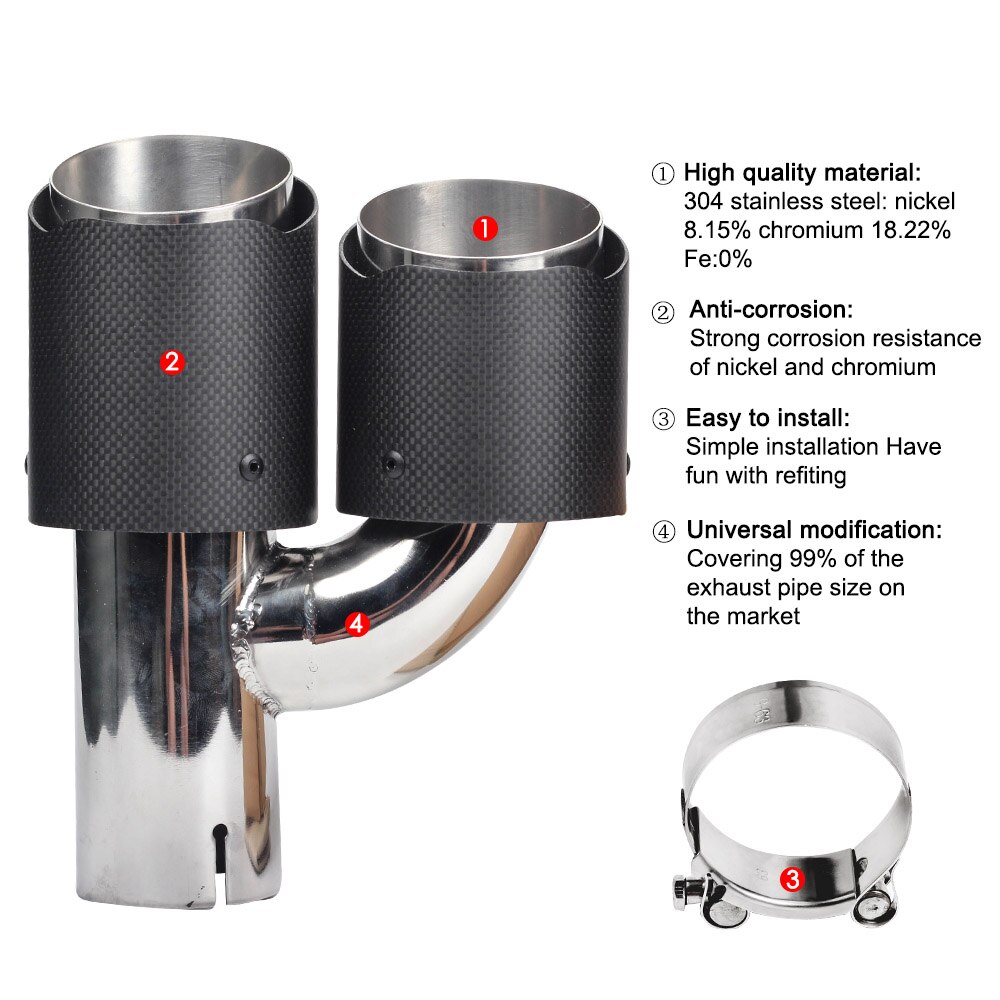 Dasbecan Car Dual H Model Muffler Stainless Steel ... – Vicedeal