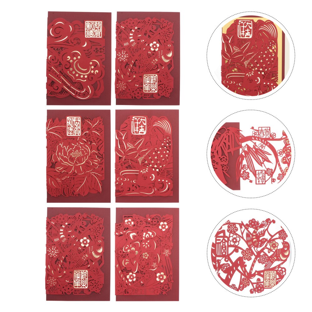 6PCS Year Greeting Cards Spring Festival Blessing ... – Grandado