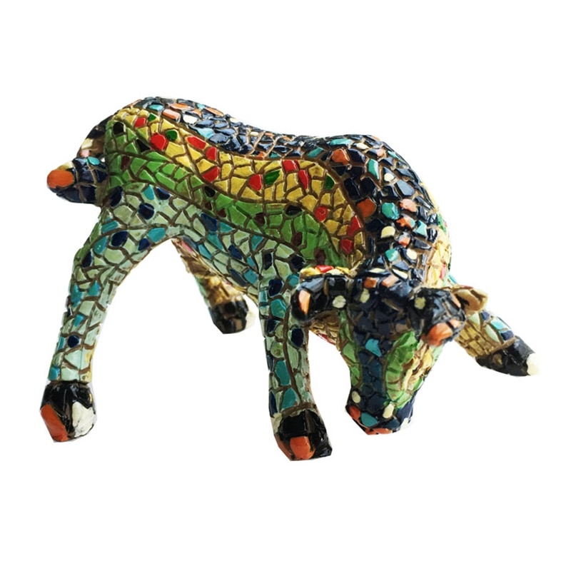Handmade Painted Spain Mosaic Cow Resin Crafts Tou... – Grandado
