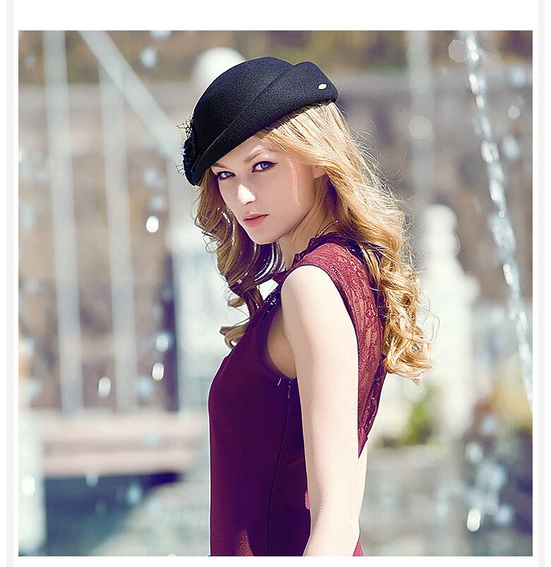 Vrouwen vilten franse baret muts fedora hoed muts ... – Vicedeal