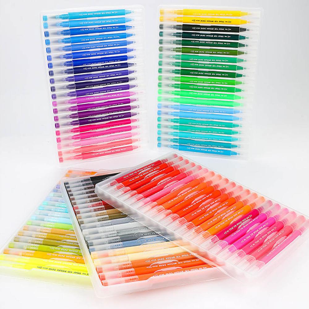 100 Colors Dual-Tip Watercolor Marker Water Colori... – Grandado