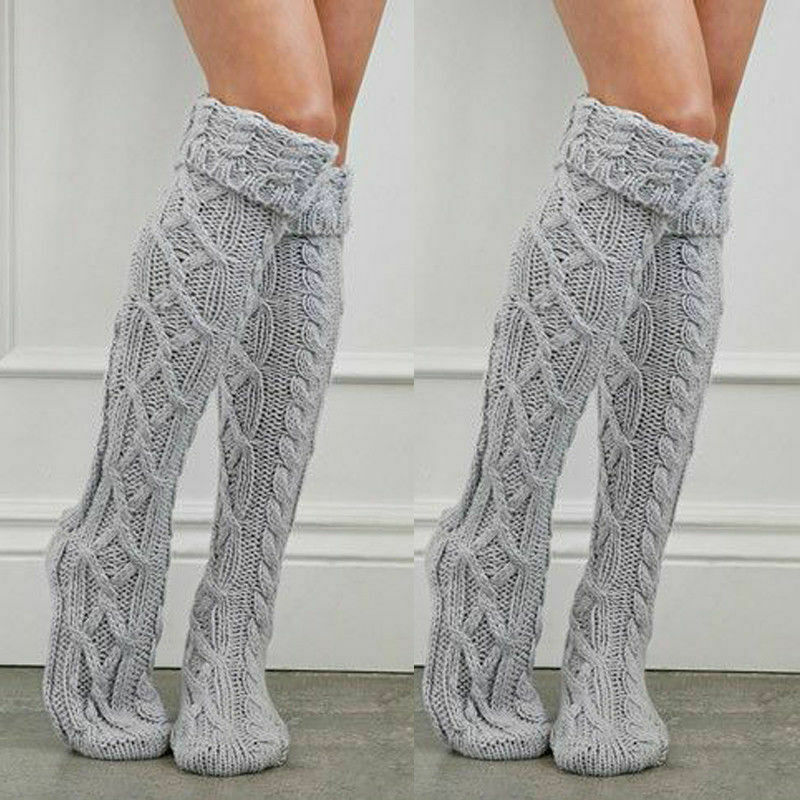Women Ladies Soft Cable Knit Over Knee Long Boot W... – Vicedeal