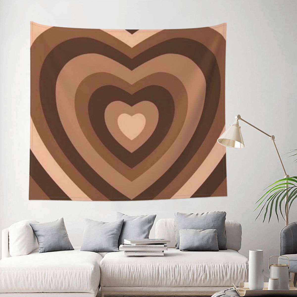 Y2k Heart Brown Tapestry Wall Hanging Hippie Polye... – Grandado
