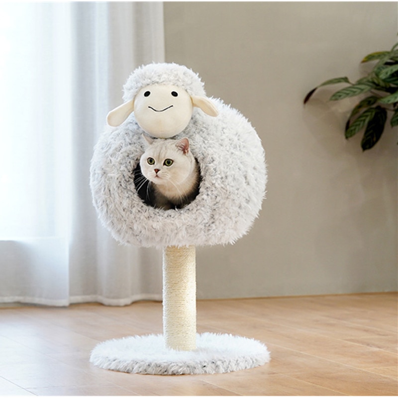 Lamb shape House Cat Bed Sisal Rope Removable Cat ... – Grandado