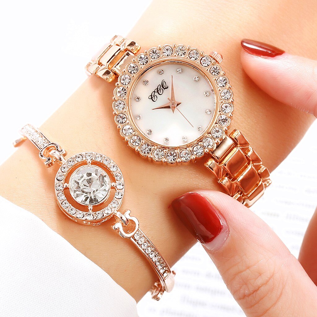 Women Bracelet Watches Set Luxury Stainless Steel ... – Grandado