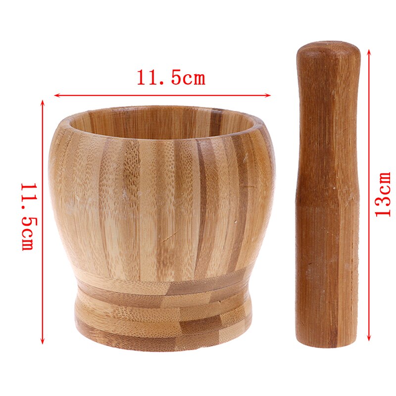 Mill Wooden Mortar And Pestle Set Garlic Pot Grind... – Grandado