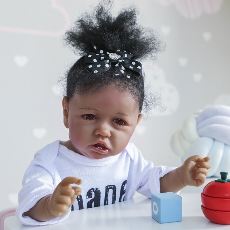 NPK 55cm popular boneca bebe saskia hecho con amor en cubierta negra de ...