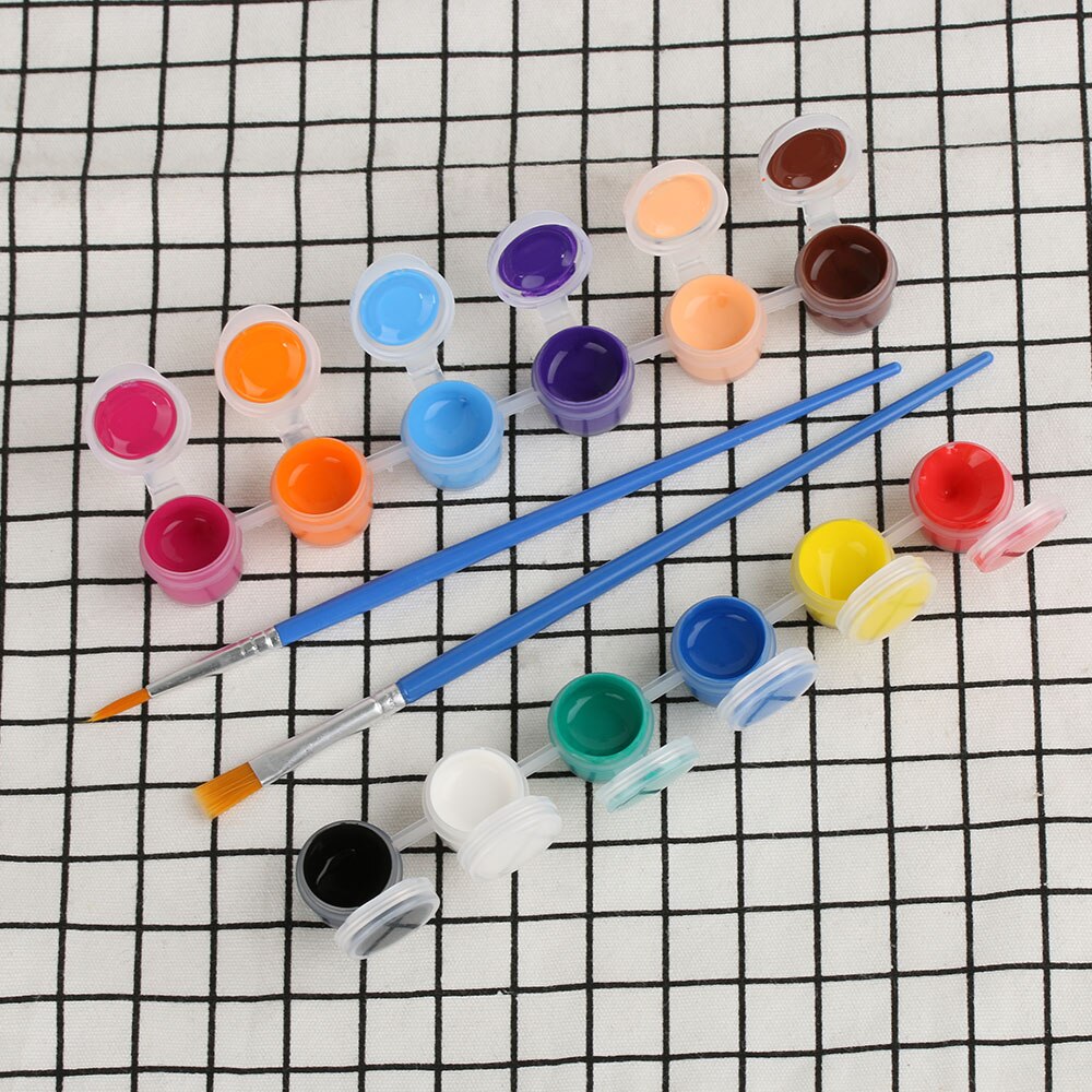 12 Colors/set Acrylic Paints with 2 Brushs DIY Gra... – Grandado