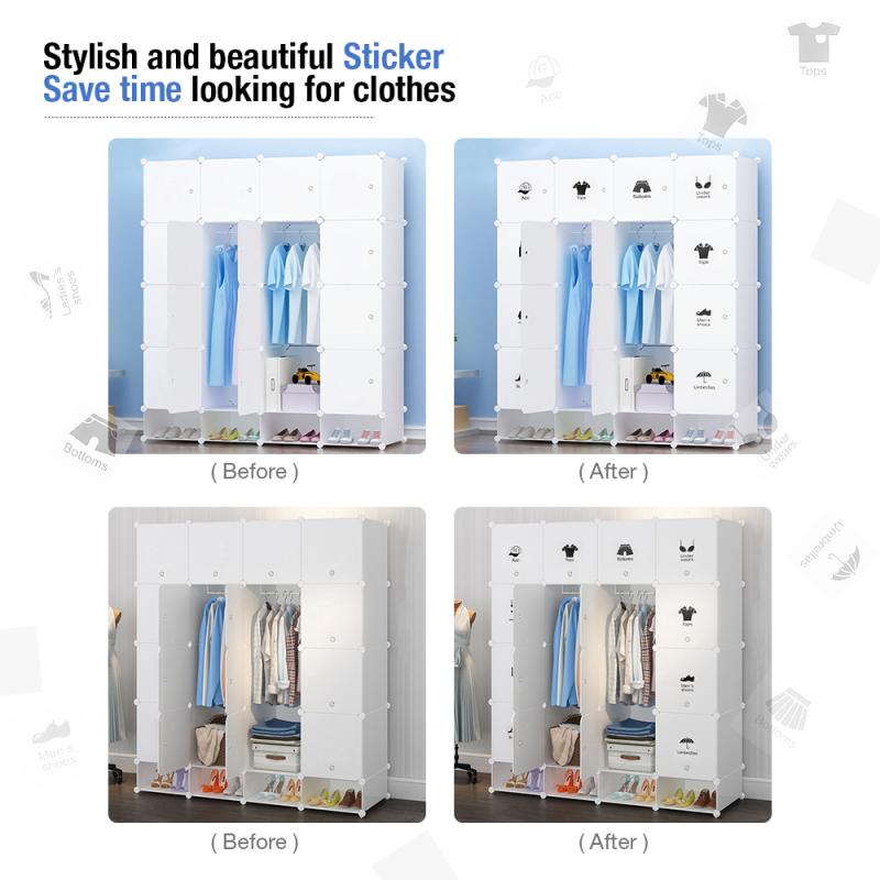 4 Layer Wardrobe With Shoe Cabinet Plastic Shelves... – Grandado