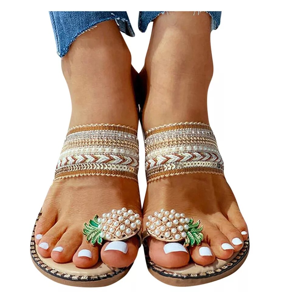 Slippers Vrouwen Zomer Slipper Flats Bohemian Stra... – Vicedeal