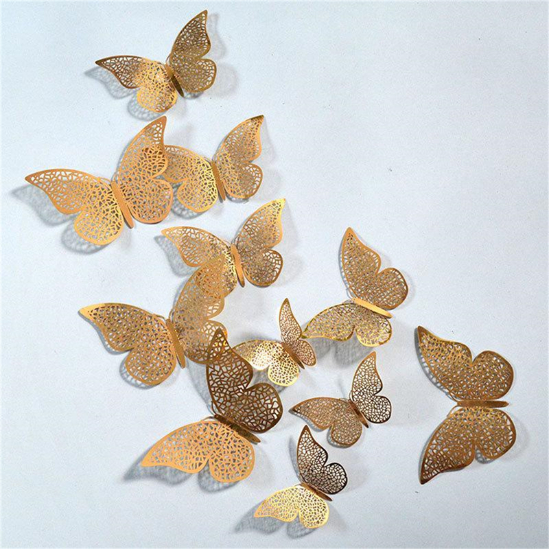 12pcs/set Multicolor Double Layer Wings 3D Butterf... – Grandado