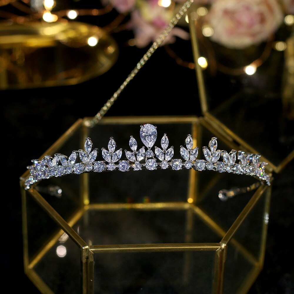 Simple AAA Cubic Zircon queen crown, silver weddin... – Vicedeal